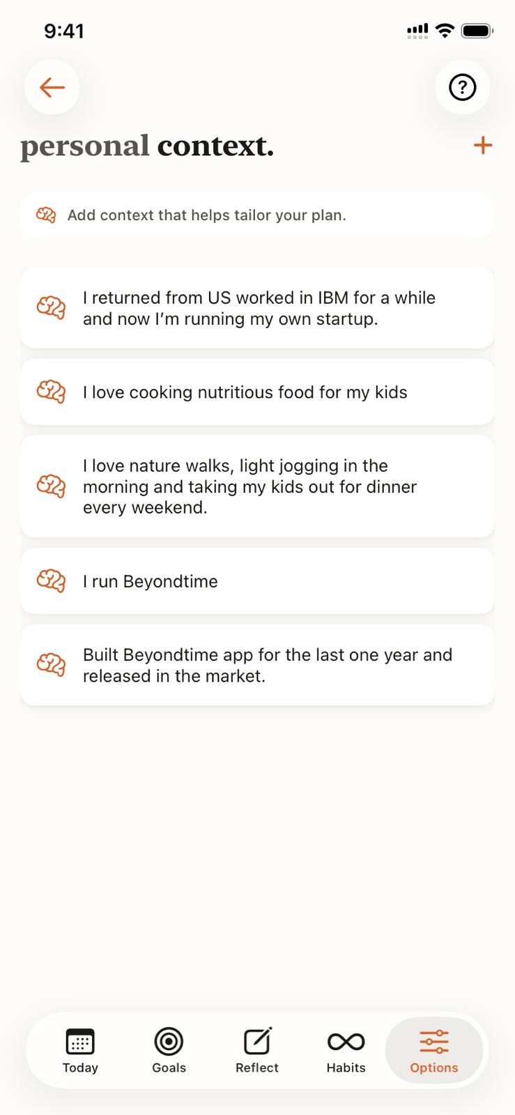 Setting Up Personal Context | Beyond Time Guide | Beyond Time