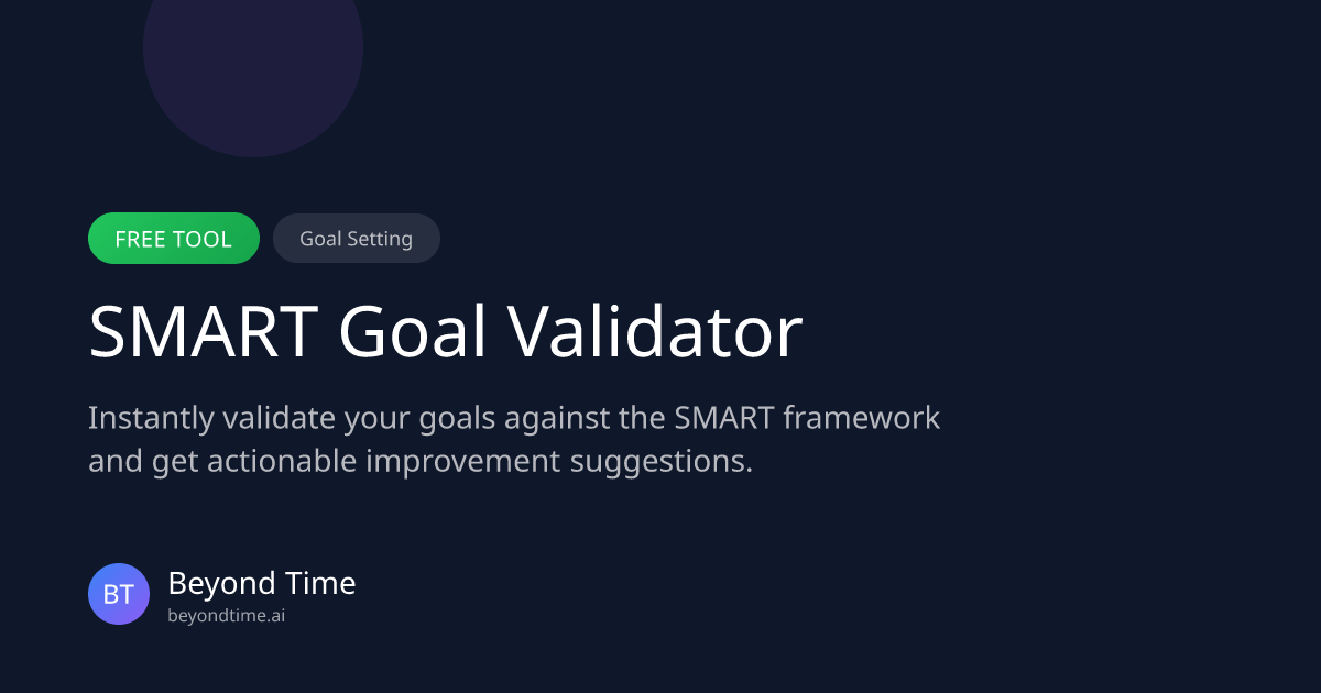 Free SMART Goal Validator | Beyond Time | Beyond Time